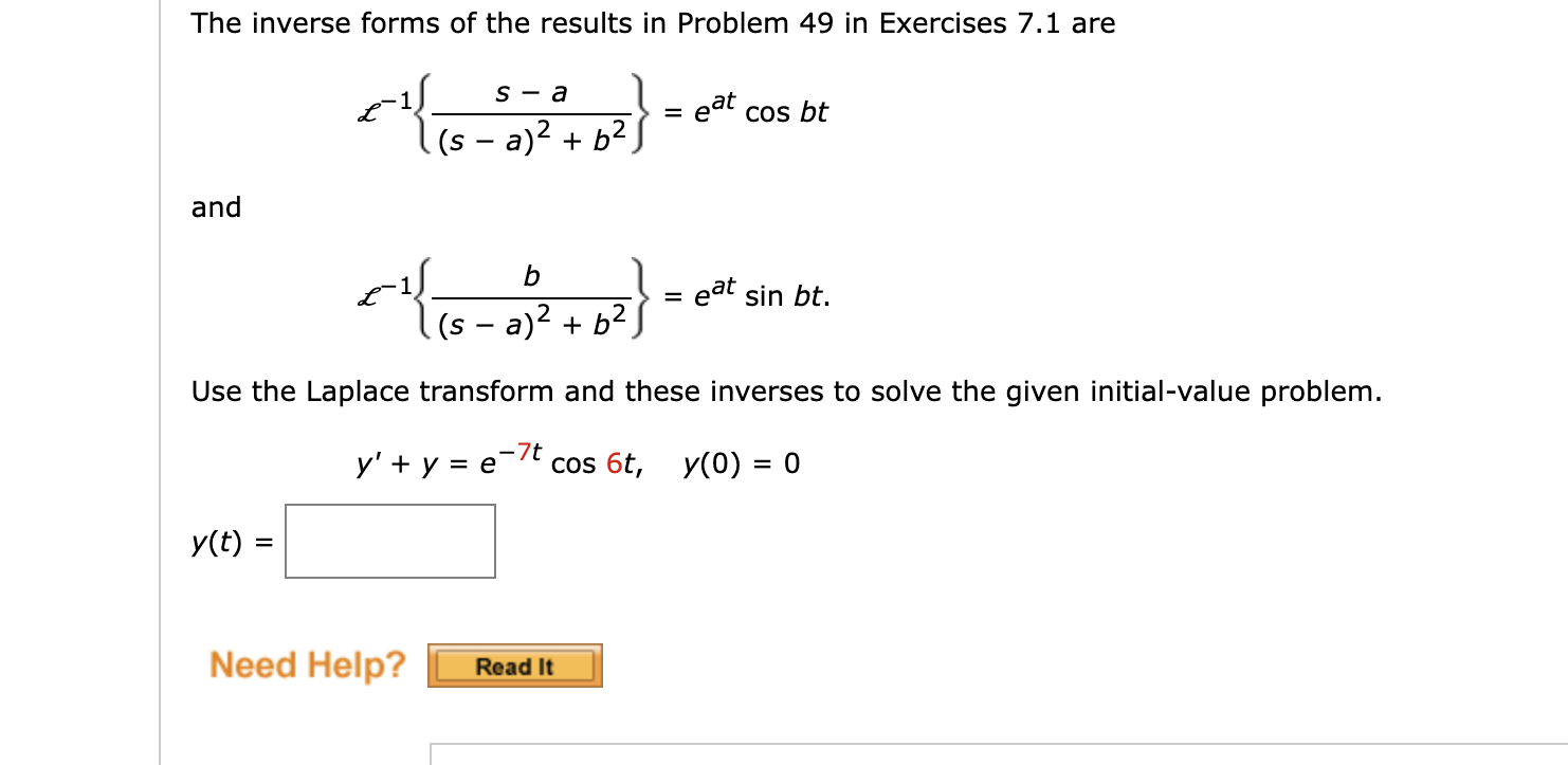 Solved The inverse forms of the results in Problem 49 in | Chegg.com