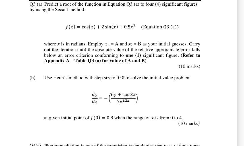 Solved Q3 (a) Predict a root of the function in Equation Q3 | Chegg.com