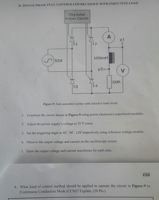 Solved B. SINGLE PHASE FULL CONTROLLED RECTIFIER WITH | Chegg.com