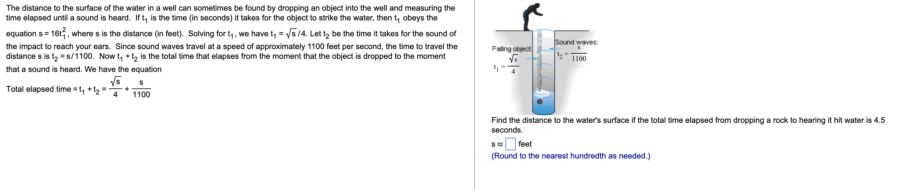 Solved The distance to the surface of the water in a well | Chegg.com