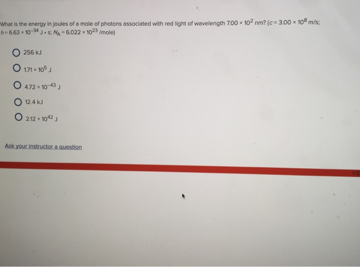 Solved What is the energy in Joules of a mole of photons | Chegg.com