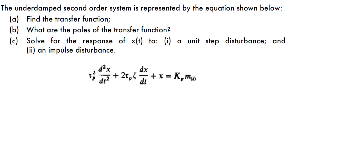Solved The underdamped second order system is represented by | Chegg.com