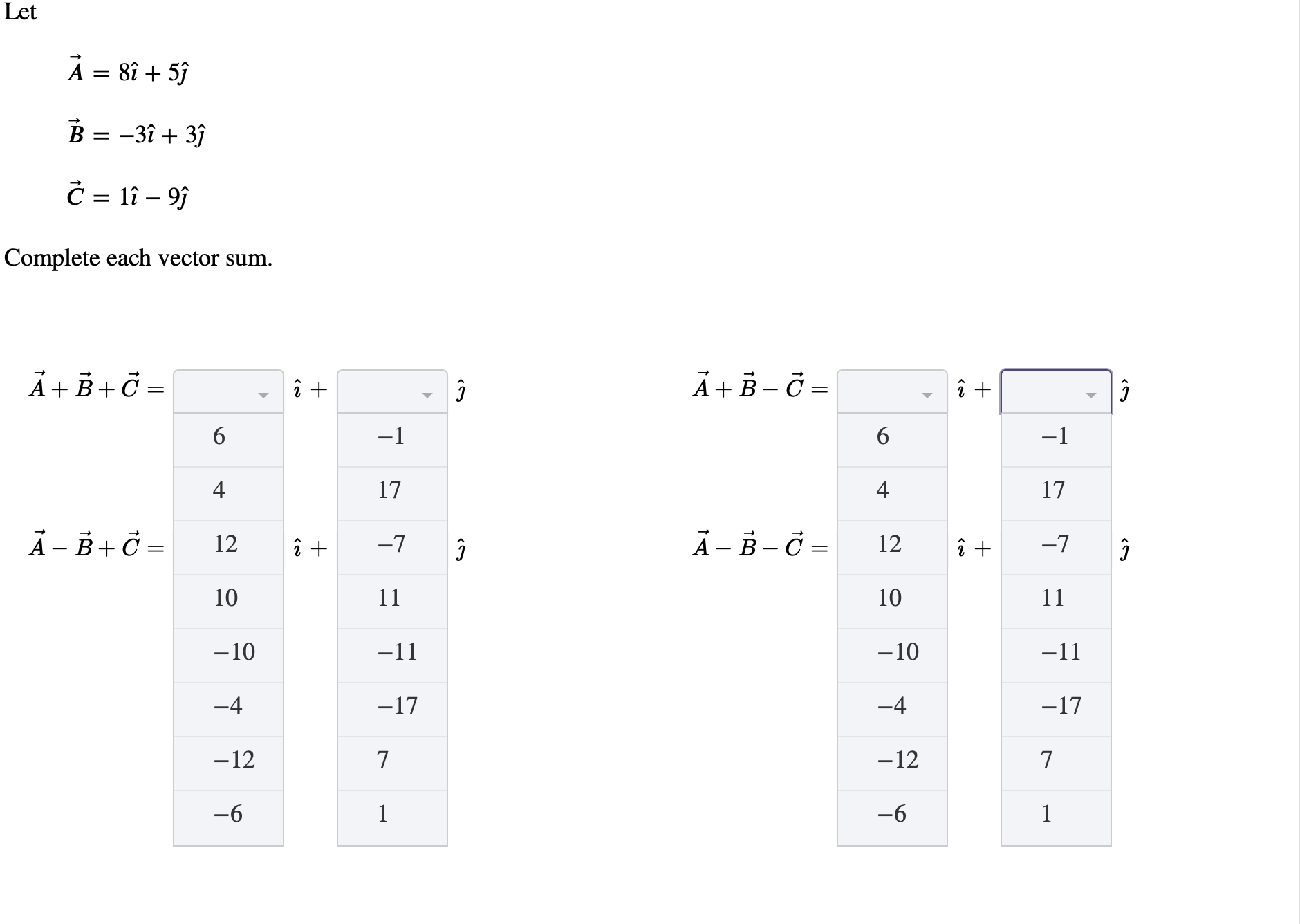 Solved Let \\[ \\begin{array}{l} \\vec{A}=8 \\hat{\\imath}+5 | Chegg.com