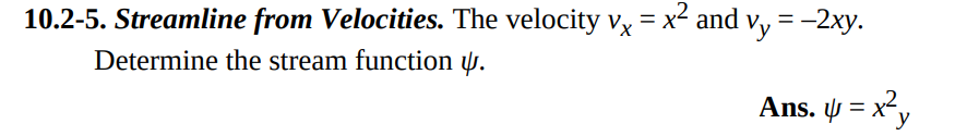Solved = = 10.2-5. Streamline from Velocities. The velocity | Chegg.com