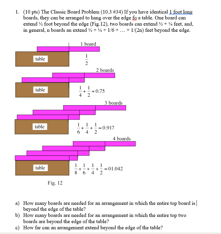 Solved The Classic Board Problem (10.3 #34) If you have | Chegg.com