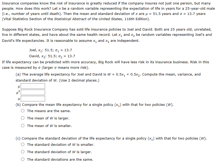 Solved Insurance companies know the risk of insurance is | Chegg.com