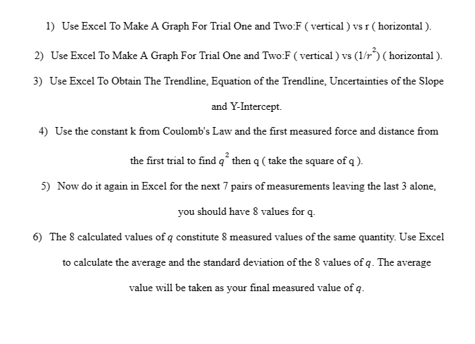 Solved Trial 2: Positive \& Negative Charge1) Use Excel To | Chegg.com