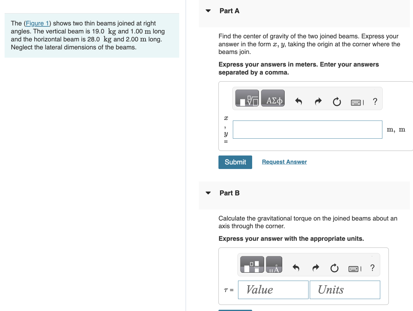 Solved The (Figure 1) shows two thin beams joined at right | Chegg.com