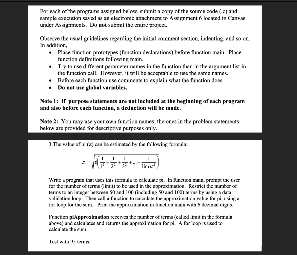 Solved For each of the programs assigned below, submit a | Chegg.com