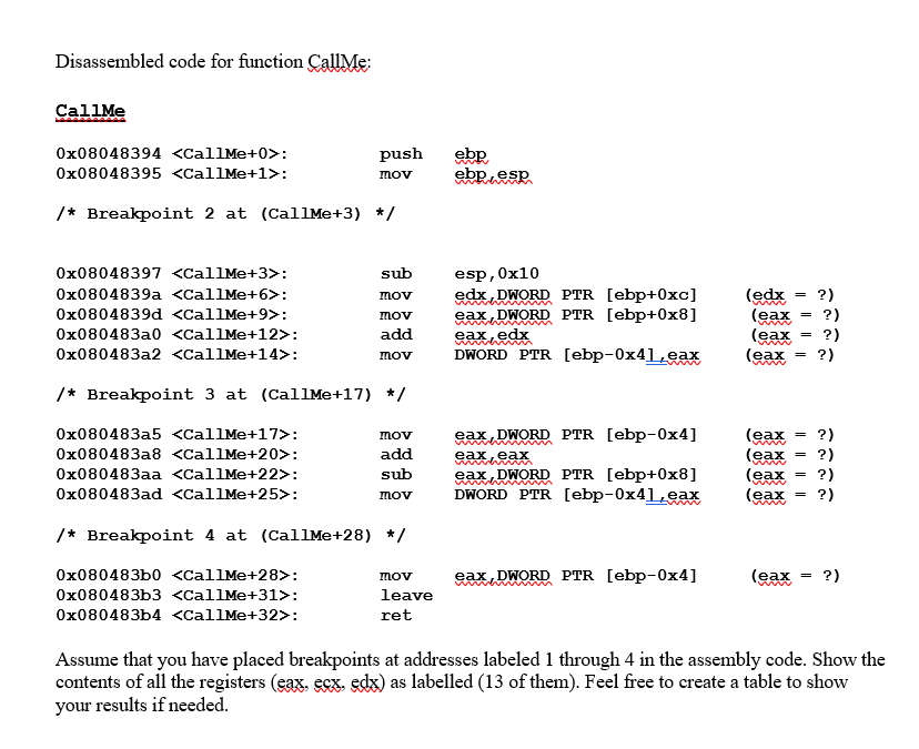 Exercise 4 (X86 Stack Layout (5 points) Consider the | Chegg.com
