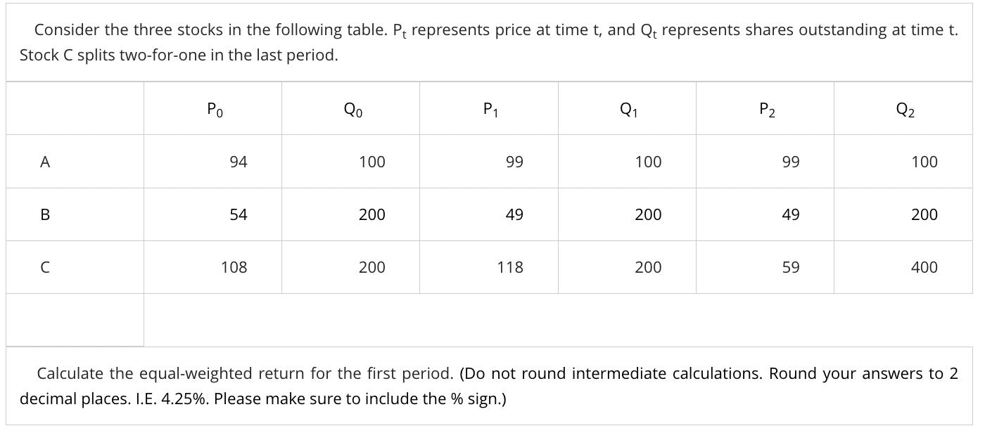Solved Calculate the value-weighted return for the first | Chegg.com
