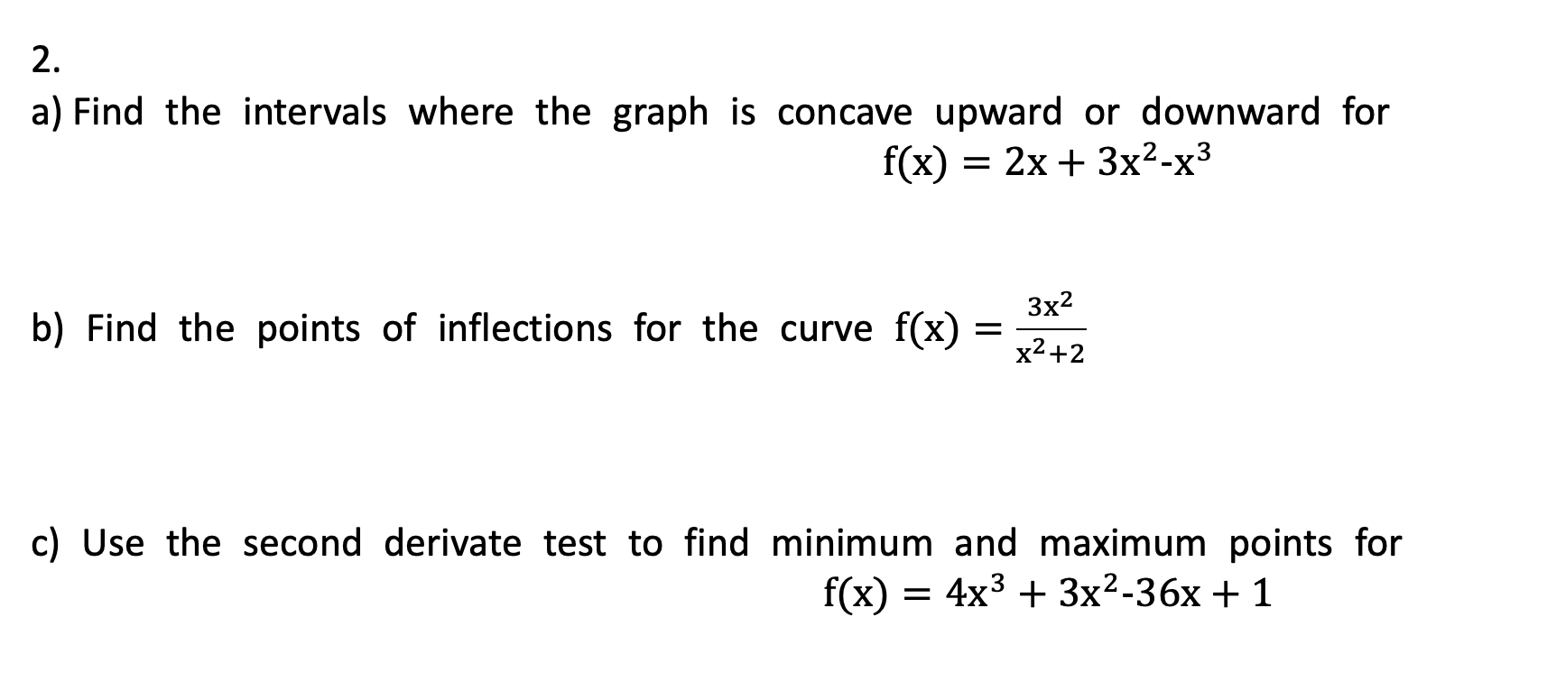 Solved 2. a) Find the intervals where the graph is concave | Chegg.com