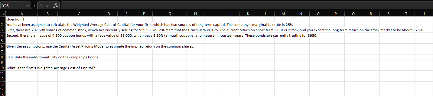 Solved Please answer all parts and show your work in Excel | Chegg.com