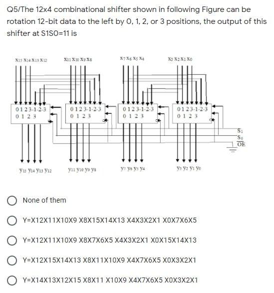Q5/The 12x4 combinational shifter shown in following | Chegg.com