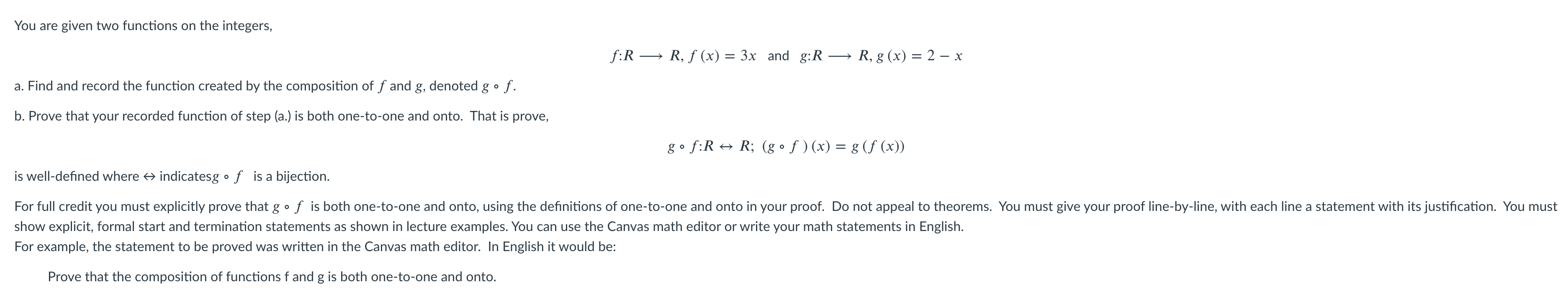 Solved You are given two functions on the integers, f:R —— | Chegg.com