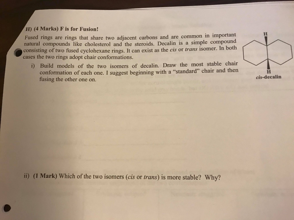 Solved H H) (4 Marks) F is for Fusion! Fused rings are rings | Chegg.com