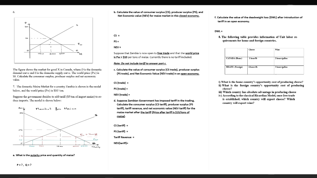 Solved 6. b. Calculate the value of consumer surplus (cs), | Chegg.com