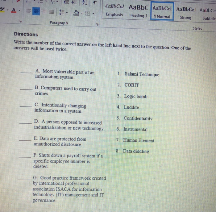 Solved ?. A . _ _ | ?. ?·? | Emphasis Heading 1 L Normal] | Chegg.com