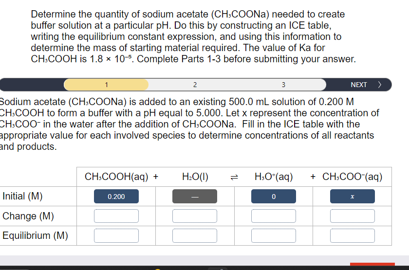 Solved Determine the quantity of sodium acetate (CH3COONa) | Chegg.com