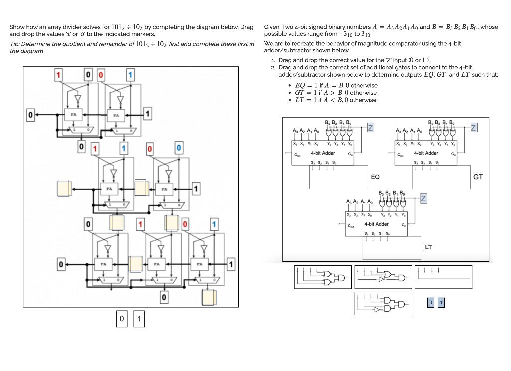 Solved Show how an array divider solves for 1012 - 102 by | Chegg.com