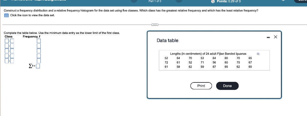 Solved Part 1 of 3 Points: 0.29 of 3 Construct a frequency | Chegg.com