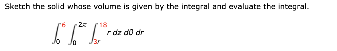 Solved Sketch the solid whose volume is given by the | Chegg.com