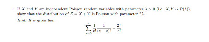 Solved If x ﻿and Y ﻿are independent Poisson random variables | Chegg.com