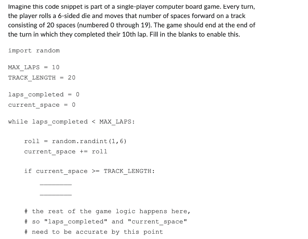 Solved Imaoino tho following code snippet is part of a game | Chegg.com