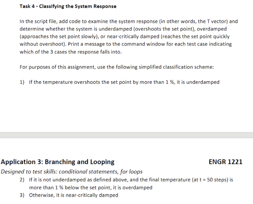 Task 4 - Classifying the System Response In the | Chegg.com
