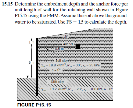 15.15 Determine the embedment depth and the anchor | Chegg.com