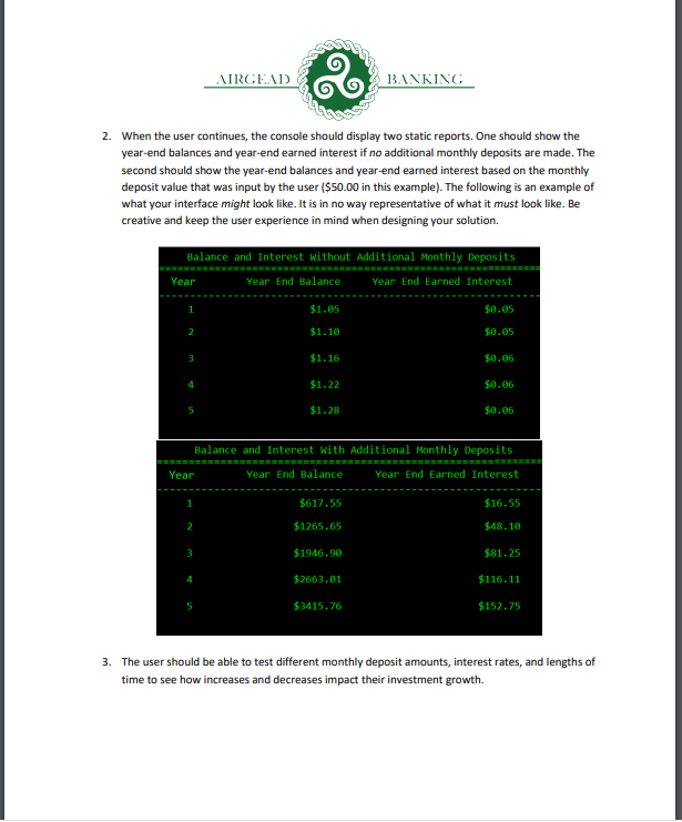 Solved Airgead Banking App Functional Requirements 1