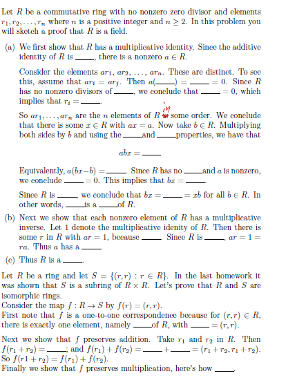 Solved Let R be a commutative ring with no nonzero zero | Chegg.com