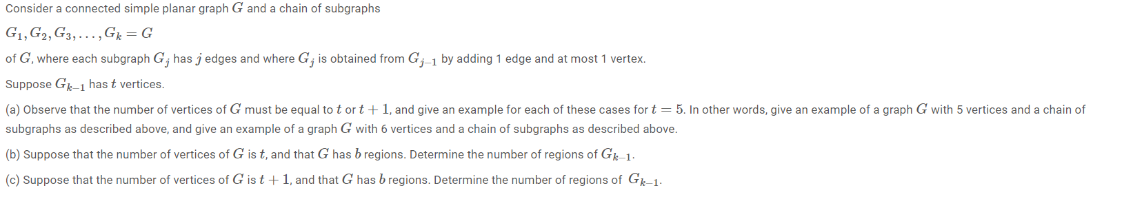 Solved Consider a connected simple planar graph G and a | Chegg.com