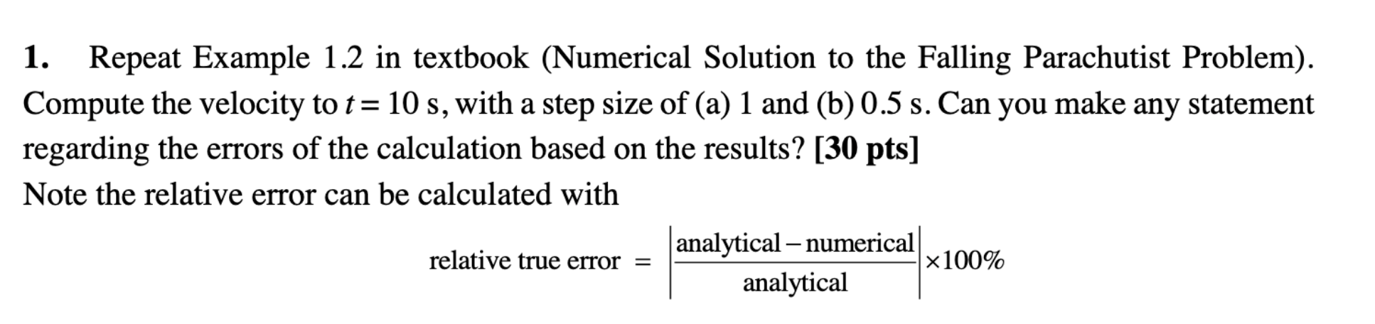 Solved 1 Repeat Example 1 2 In Textbook Numerical Solution