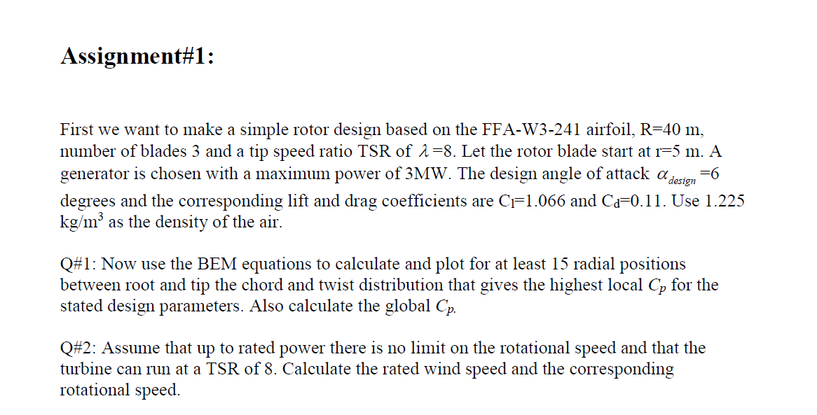 MATLAB Code for Blade Element Method | Chegg.com