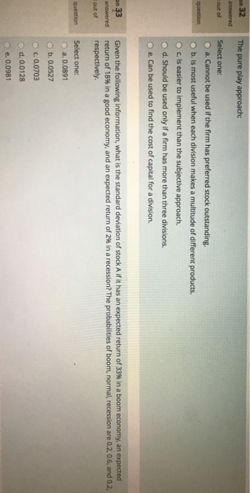 Solved on 32 answered out of The pure play approach: Select | Chegg.com