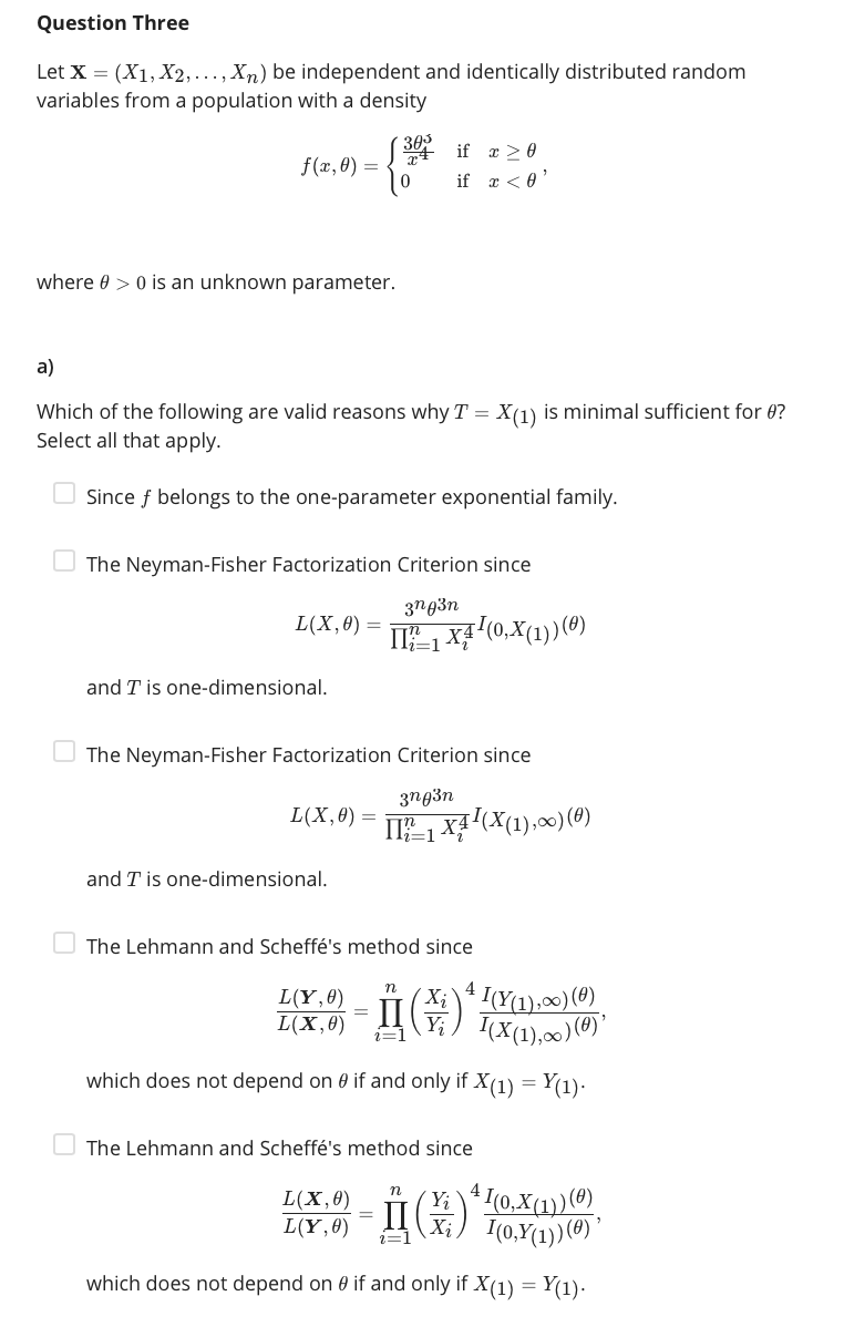 Solved Question Three Let X = (X1, X2, ..., Xn) be | Chegg.com