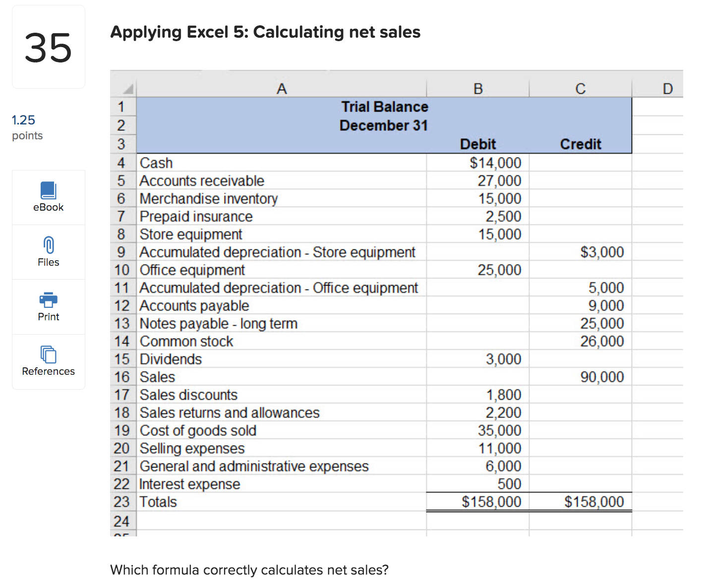 Solved Applying Excel 5: Calculating net sales Which formula | Chegg.com