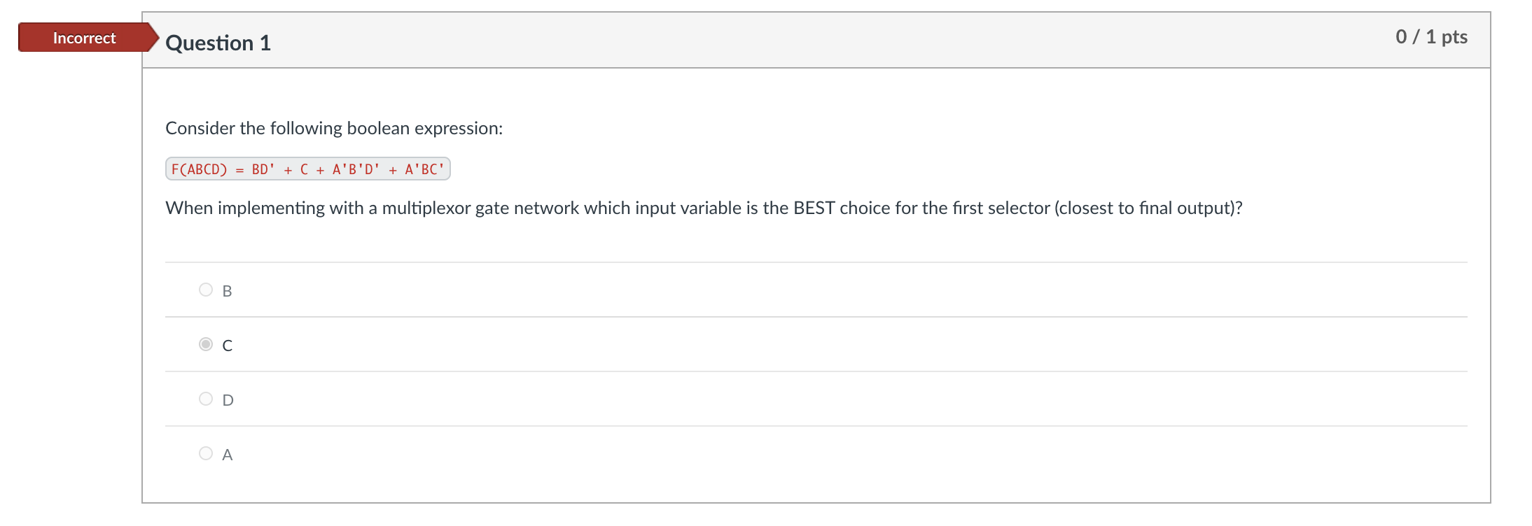 Solved When implementing with a multiplexor gate network | Chegg.com