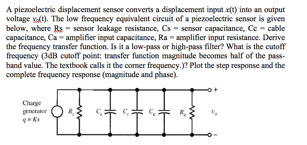 Solved A piezoelectric displacement sensor converts a | Chegg.com