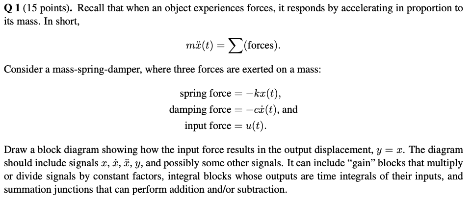 Q 1 (15 points). Recall that when an object | Chegg.com