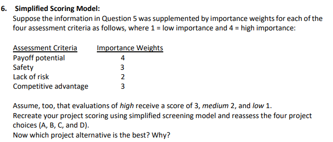 Solved 6. Simplified Scoring Model: Suppose the information | Chegg.com