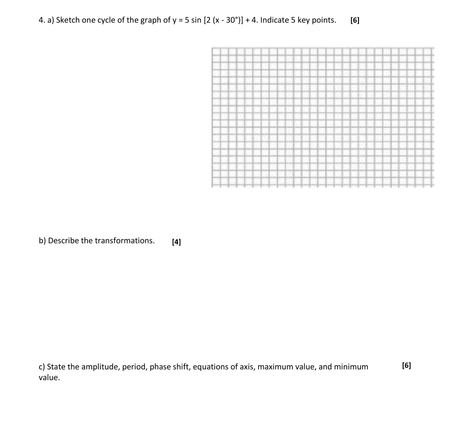 Solved 4. a) Sketch one cycle of the graph of | Chegg.com