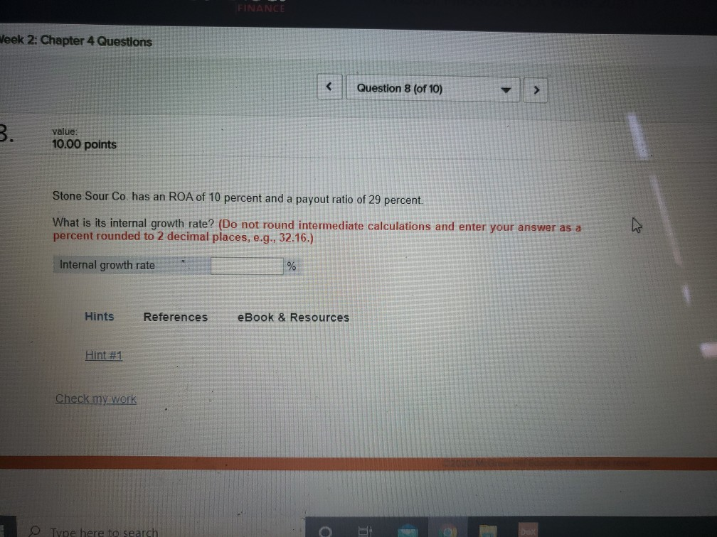 Solved FINANCE Week 2: Chapter 4 Questions Question 8 (of | Chegg.com