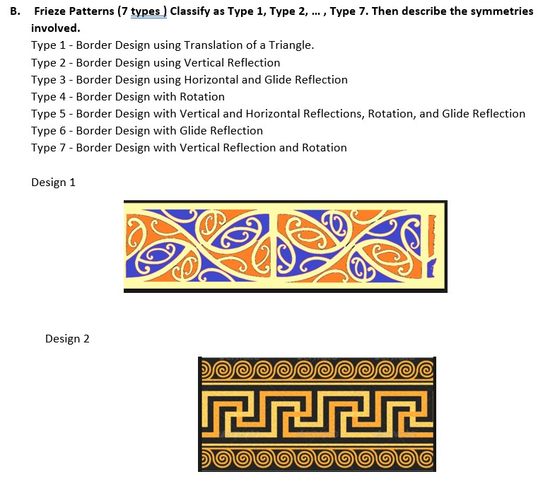 B. Frieze Patterns (7 types ) Classify as Type 1, | Chegg.com