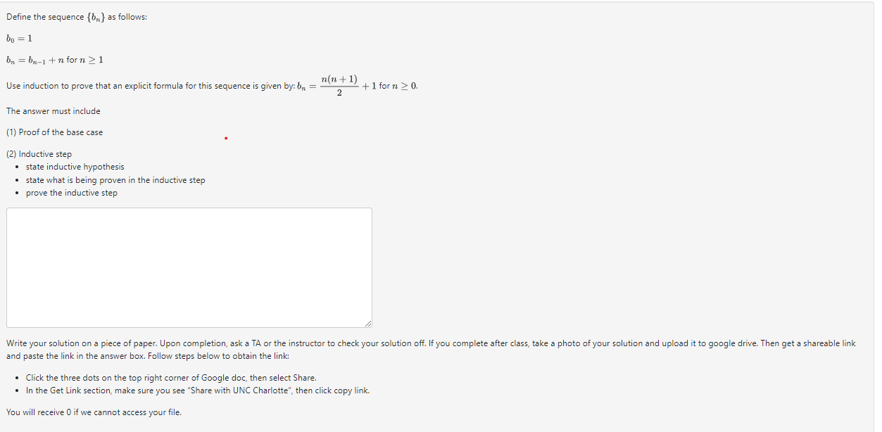 Solved Define the sequence {bn} as follows: b0=1bn=bn−1+n | Chegg.com