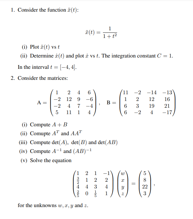 Solved 1 Consider The Function X¨ T X¨ T 1 T21 I Plot