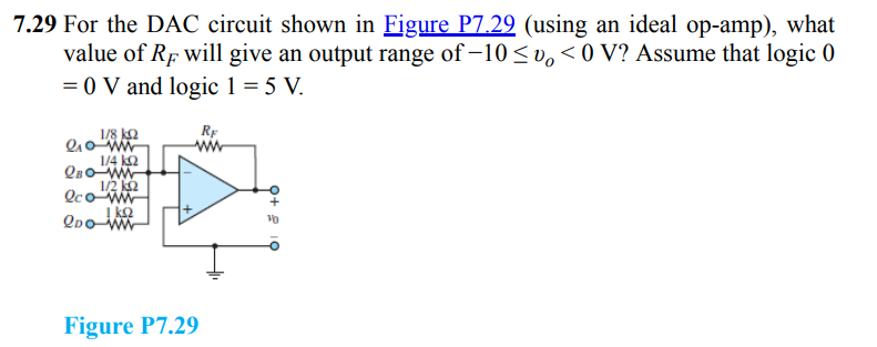 Solved 7.29 For the DAC circuit shown in Figure P7.29 (using | Chegg.com