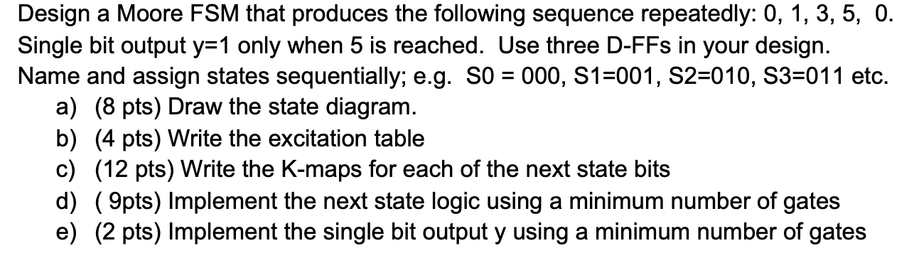Solved Design a Moore FSM that produces the following | Chegg.com