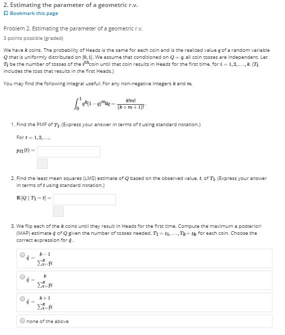 Solved 2. Estimating the parameter of a geometric r.v. A | Chegg.com